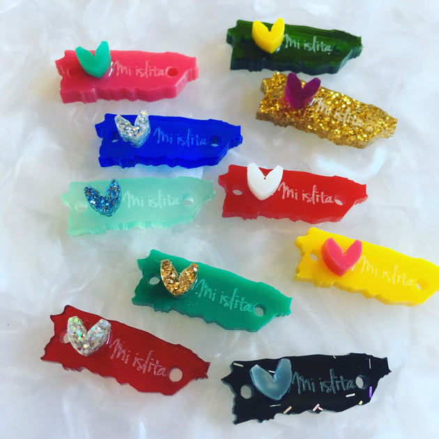 Mapas de Puerto Rico- isla - Conector con Corazón "♥ Mi islita" / 10 P ...