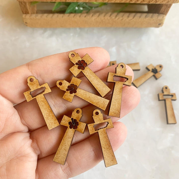 Cruces con mapa de Puerto Rico y amapola / 10 cruces, 30mm, madera/MDF ...